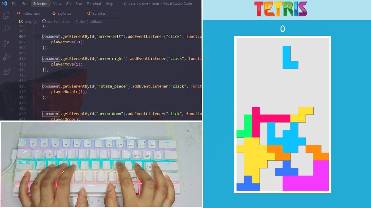 ASMR Programming - Tetris Game in JavaScript - No Talkin