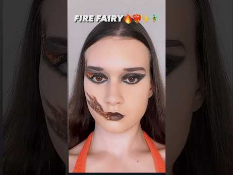 ELEMENTS AS FAIRIES 4/4: FIRE❤️🔥🧚🏻♂️ #makeup #makeuplook #makeupshorts #makeuptransition