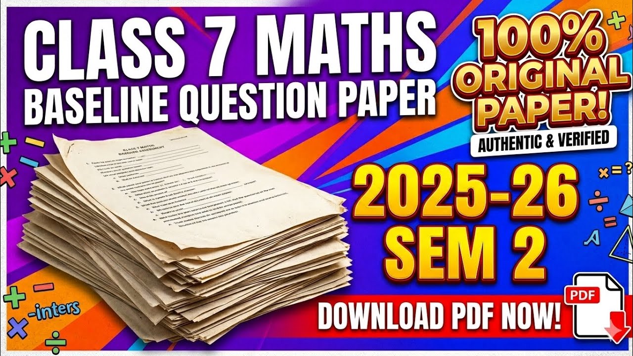 7th maths Semester 2 Baseline Question paper with Answers 2025-26 #baseline #exam #viralvideo #viral