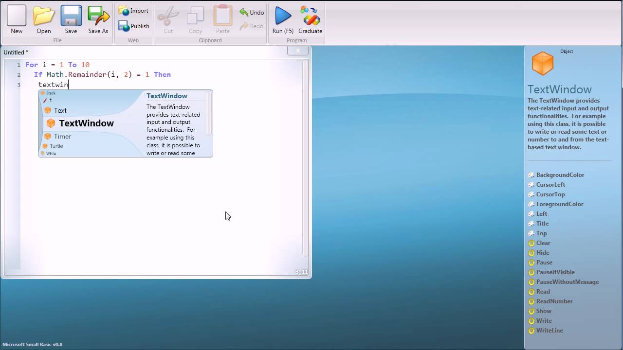 Small Basic Tutorial 11: For Loops