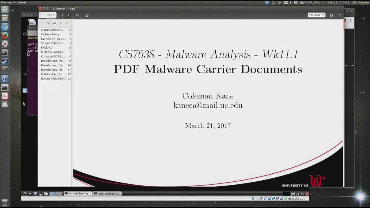CS7038: Wk11.2 Walk Through Static Analysis of Malicious PDF