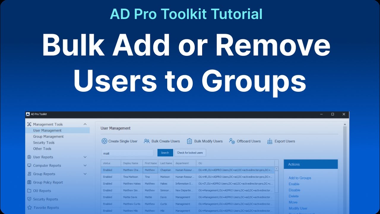 ADToolkit Tutorial - Bulk Add or Remove Users to Groups