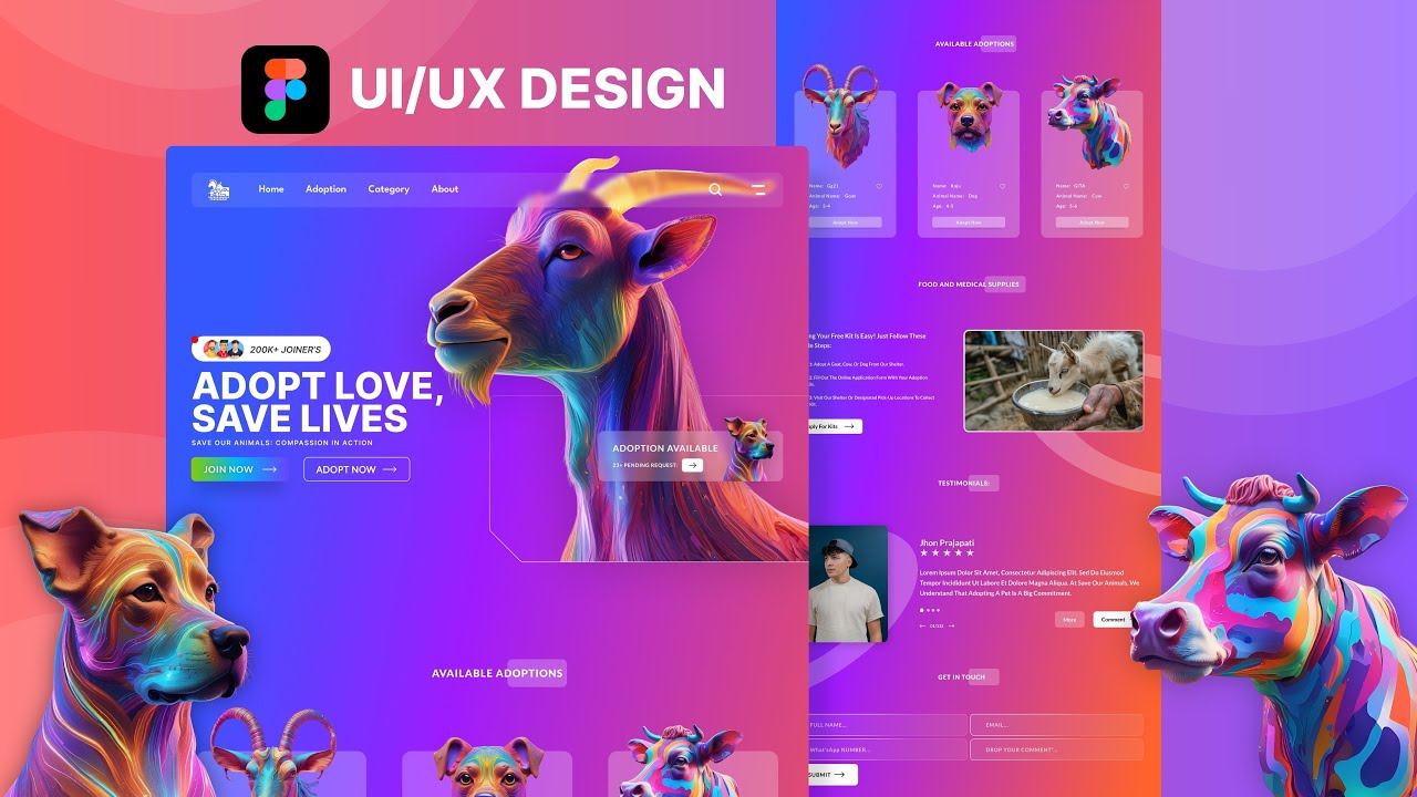 Stunning UI UX Design for Animal Adoption Website: Save Animals with Modern Design!