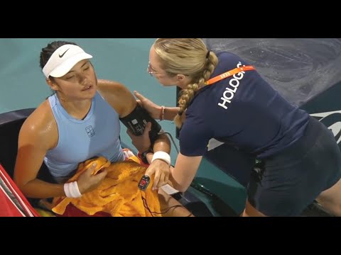 EMMA RADUCANU NEARLY FAINTS IN HEAT STROKE SCARE VS JESSICA PEGULA | MIAMI OPEN QF MARCH 26, 2025