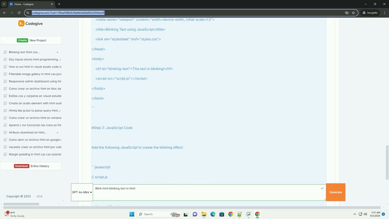 Blink html blinking text in html