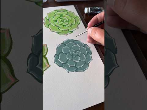 How to paint an easy Succulent. 🎨 It’s all about layering shades. #art #artwork #succulent