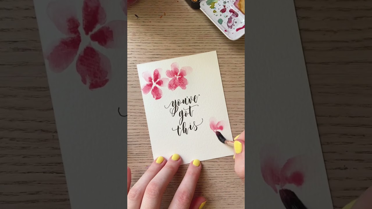 You don’t need to be good at art to make this 💌 #watercolourpainting #watercolourflowers #card