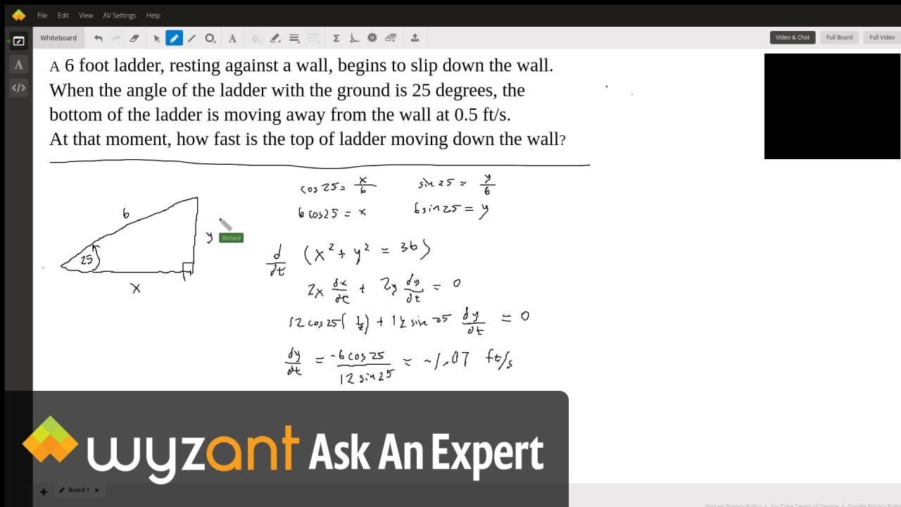 Using implicit differentiation on a right triangle