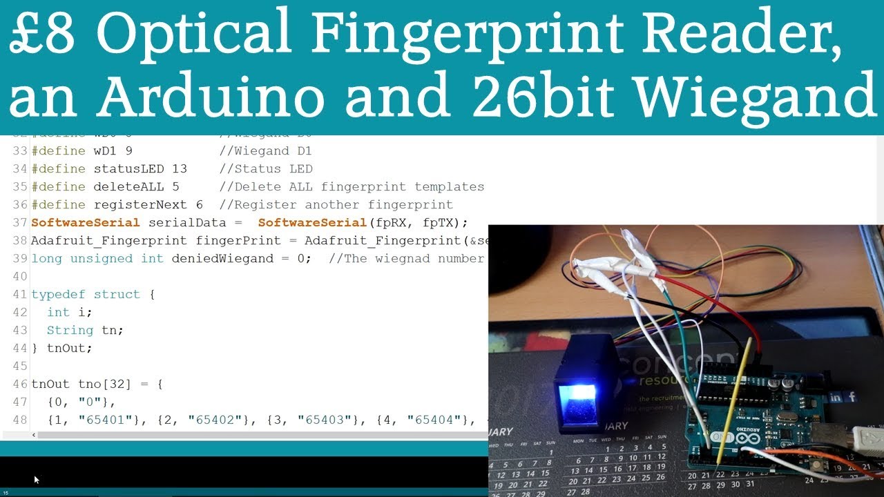 £8 Optical Fingerprint Reader, an Arduino and 26bit Wiegand