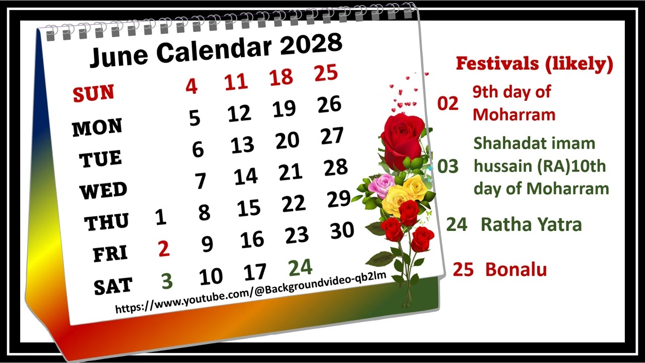 June Calendar 2028, #junecalender2028