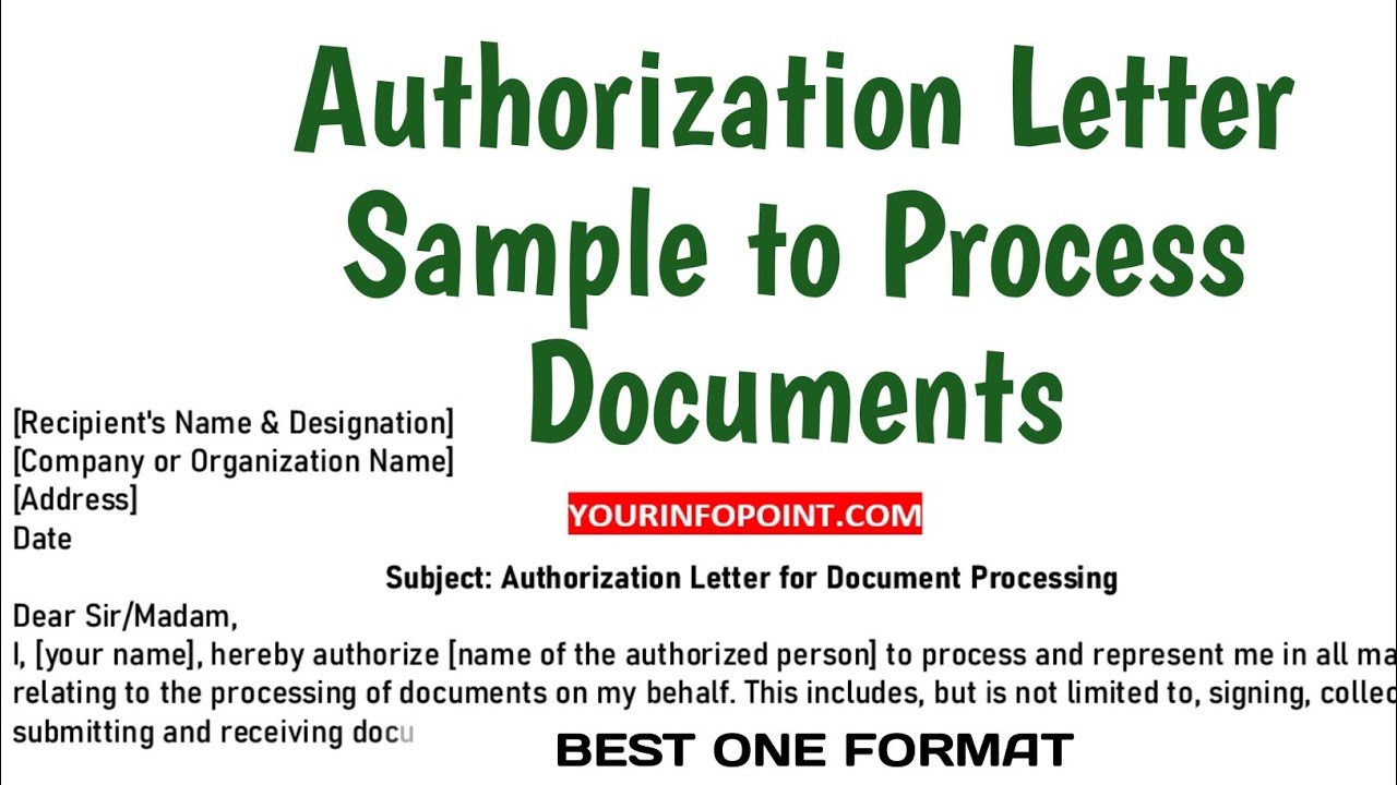 Authorization Letter Sample to Process Documents | Letters Writing