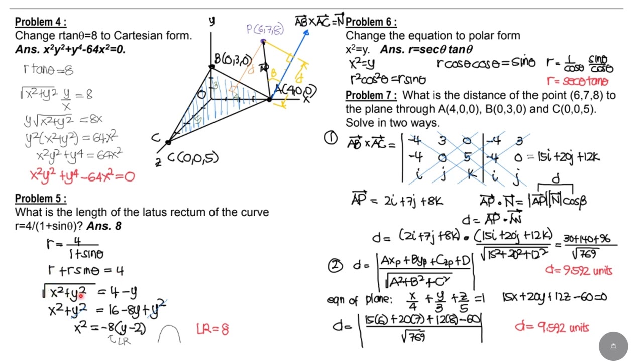 SOLVED SAMPLE PROBLEMS in PLANE and SOLID ANALYTIC GEOMETRY 4