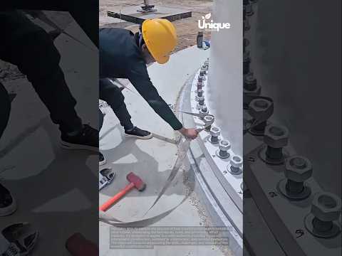 Construction worker installing a wind turbine: wind turbine tutorial