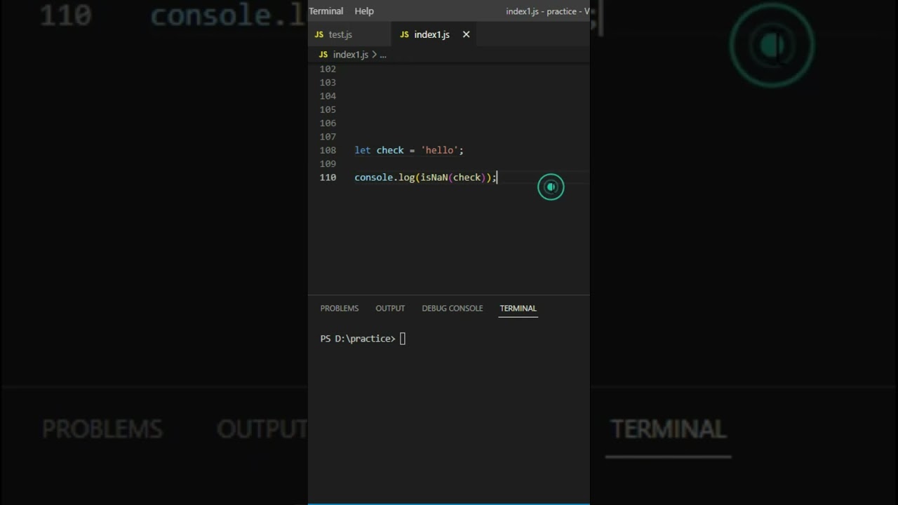 IsNan method in #javascript #shorts