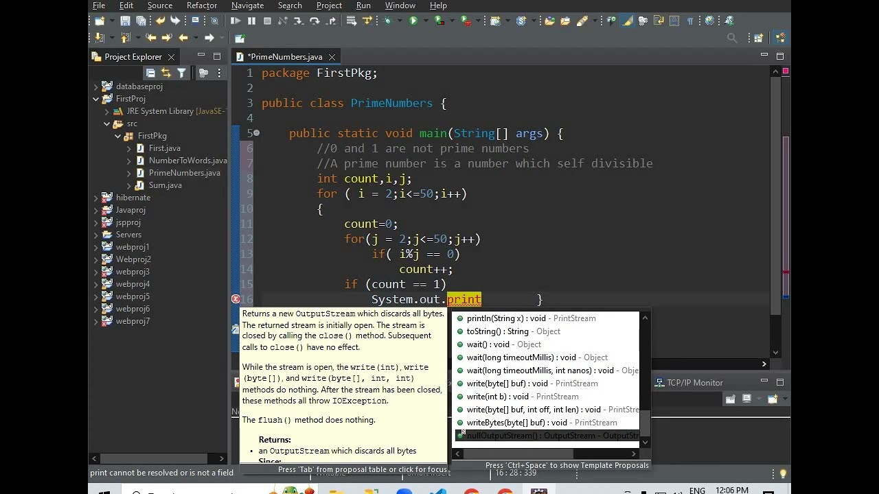 A java program to print prime numbers from  1 to 50