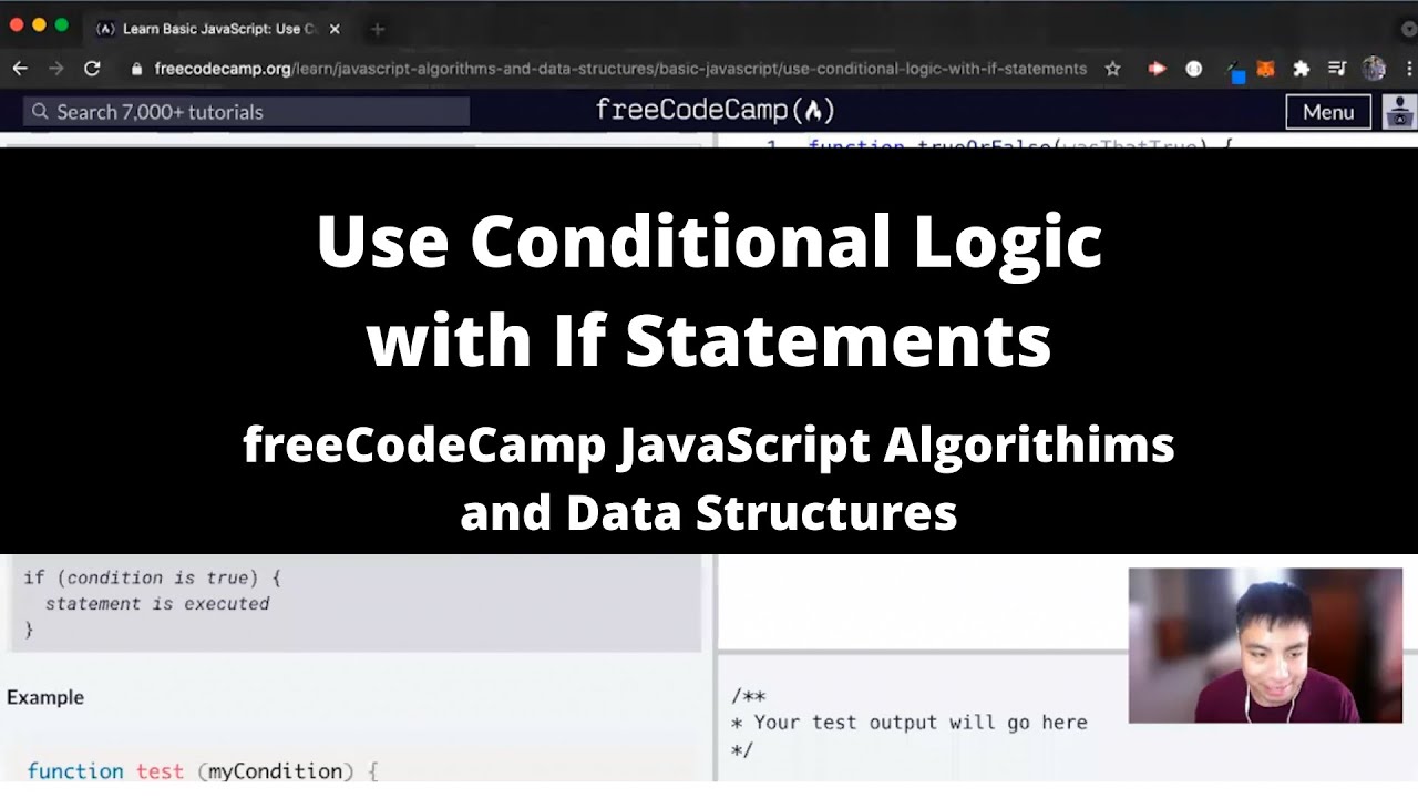 Use Conditional Logic with If Statements (Basic JavaScript) freeCodeCamp tutorial