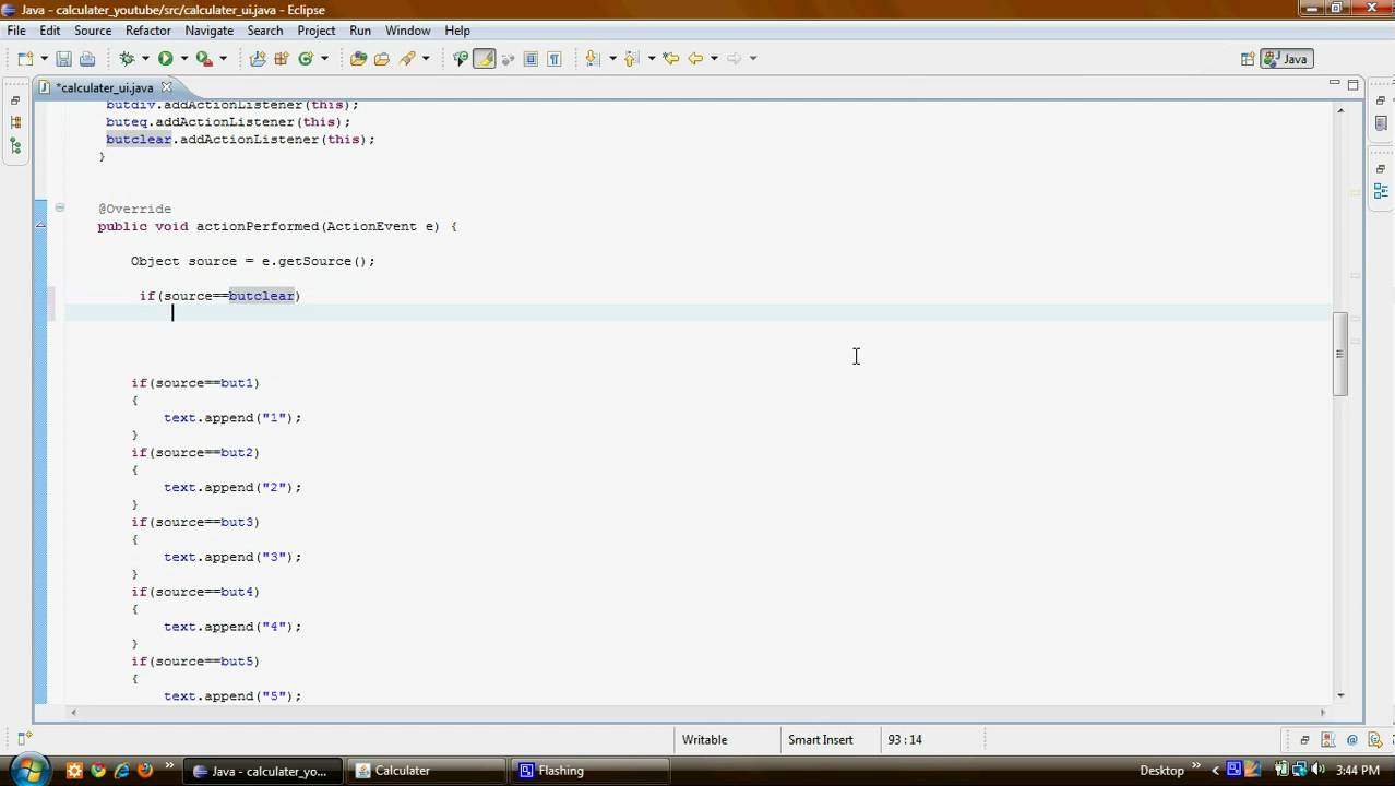 Java Tutorials Calculator   Eclipse  Part - 5/5
