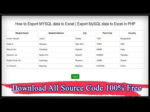 How to Export MYSQL data to Excel | Export MySQL data to Excel in PHP