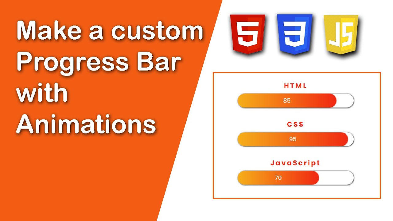 Make a custom Progress Bar with Animation using HTML, CSS and JavaScript