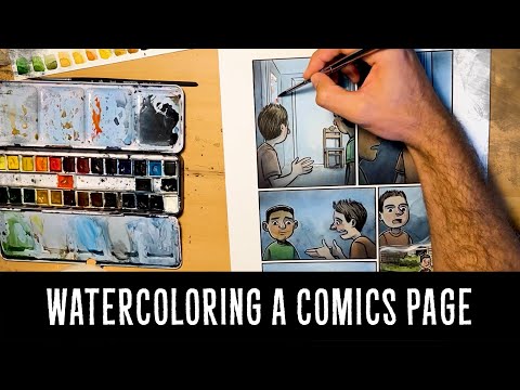 Watercoloring a comics page – time-lapse process – http://www ...