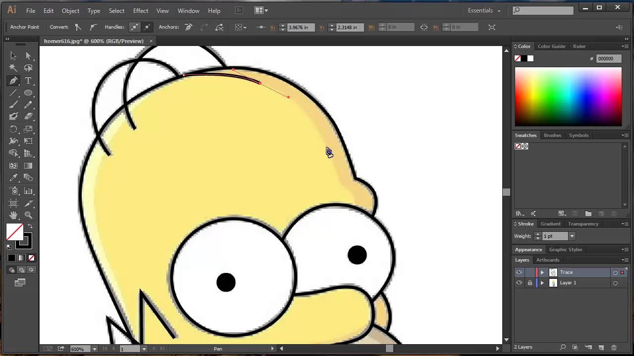 Illutrator Pen Tool Practice Tutorial -  Trace Animated Character