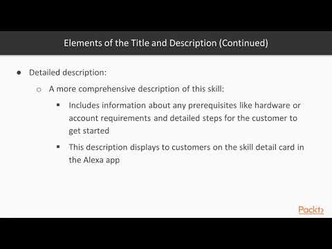 Learn Hands on Building Alexa Skills Writing Your Skill s Title and Description | packtpub com ...