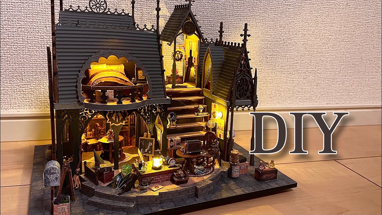 DIY Miniature Dollhouse Kit MAGIC HOUSE/ミニチュアドールハウスキット 魔法の家作り/ASMR