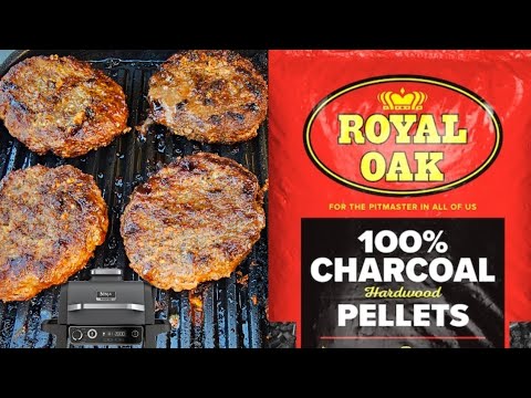 Royal Oak Charcoal Pellets on the Outdoor Ninja Woodfire Grill/Smoker/Air Fryer Cheesburgers