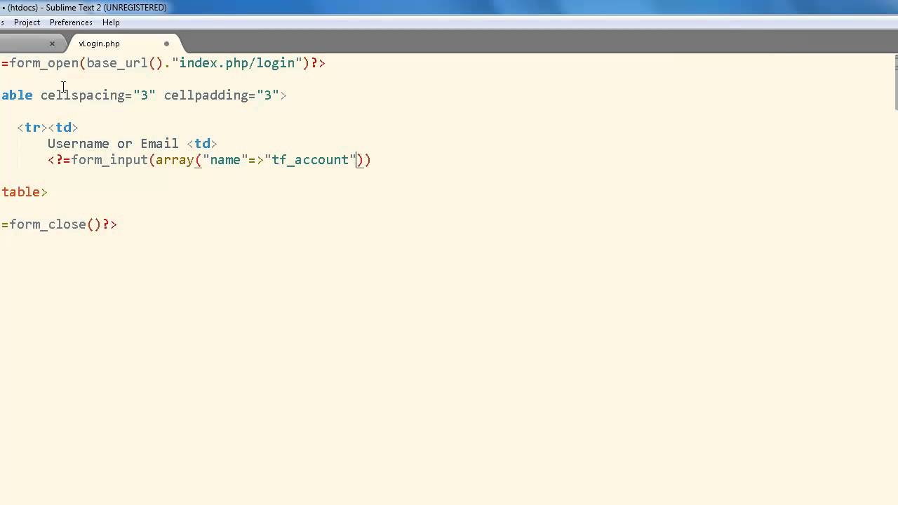CodeIgniter - Login Tutorial Part 1 - Form Setup