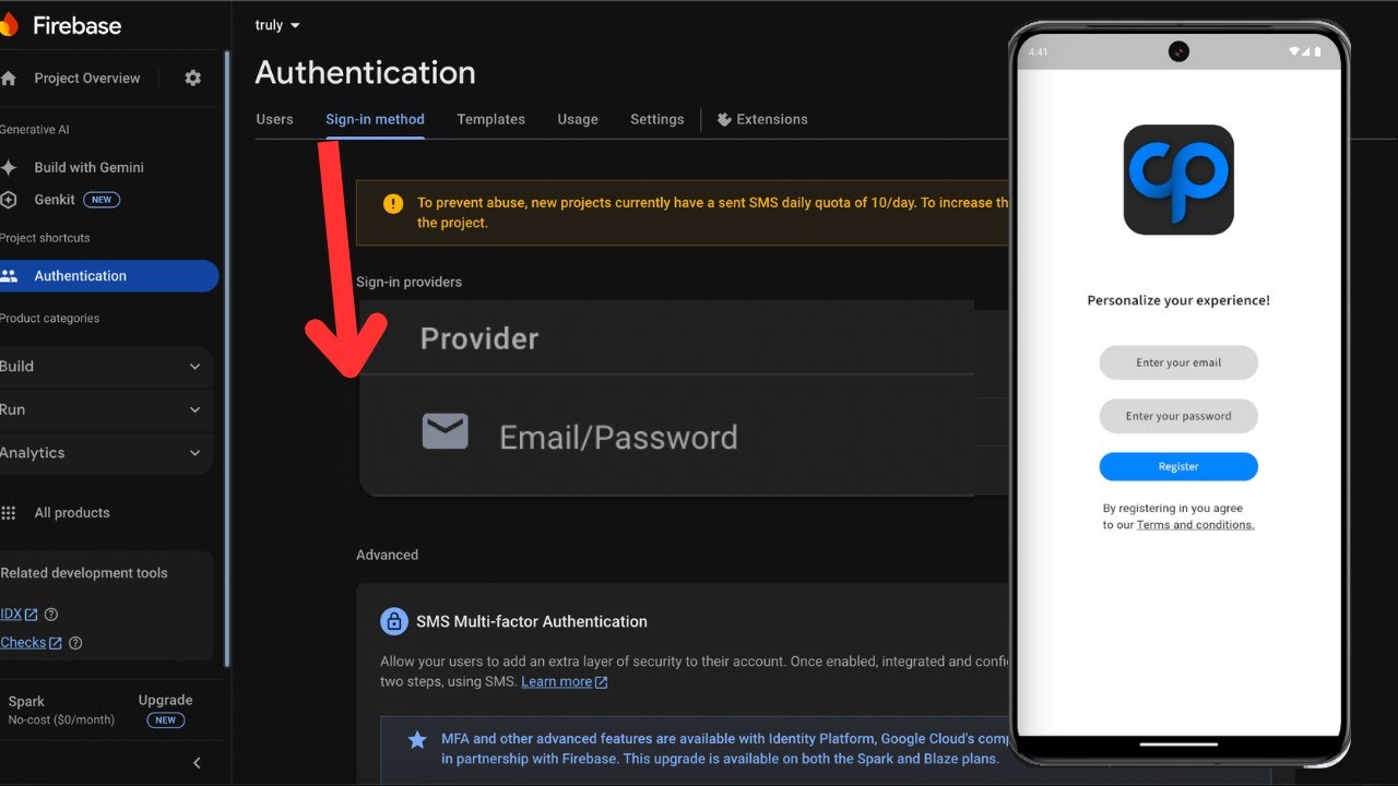 Flutter Firebase Authentication: Firebase Email and Password Authentication