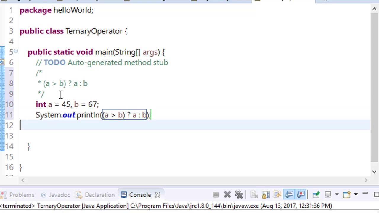 33  ternary operator in java
