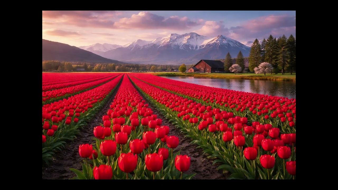 Beautiful Red Tulips TV art wallpaper| screensaver