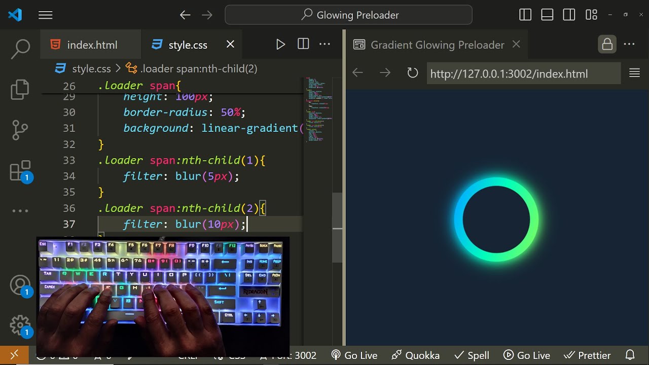 ASMR Coding|Gradient Glowing Preloader| No Talking