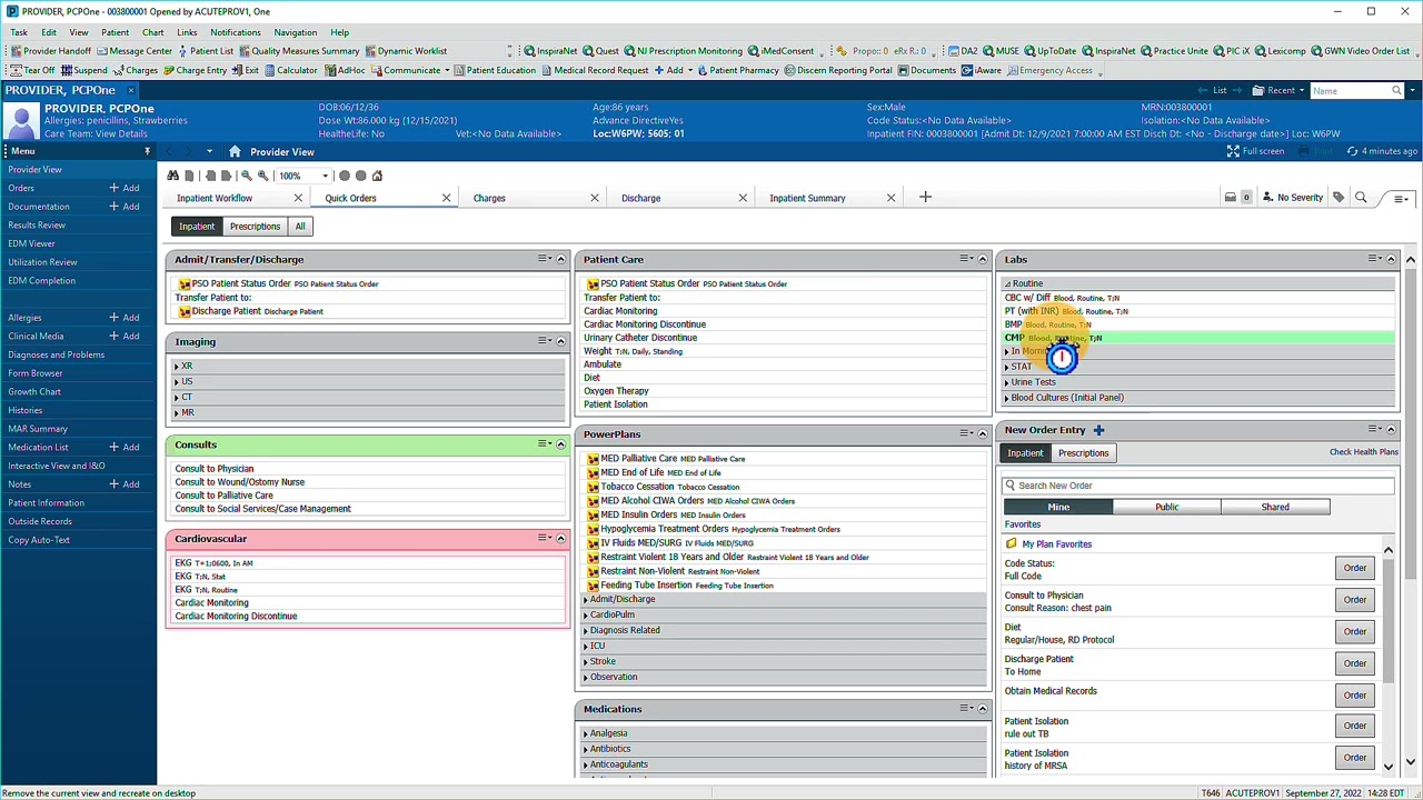 Placing Quick Orders in Cerner PowerChart