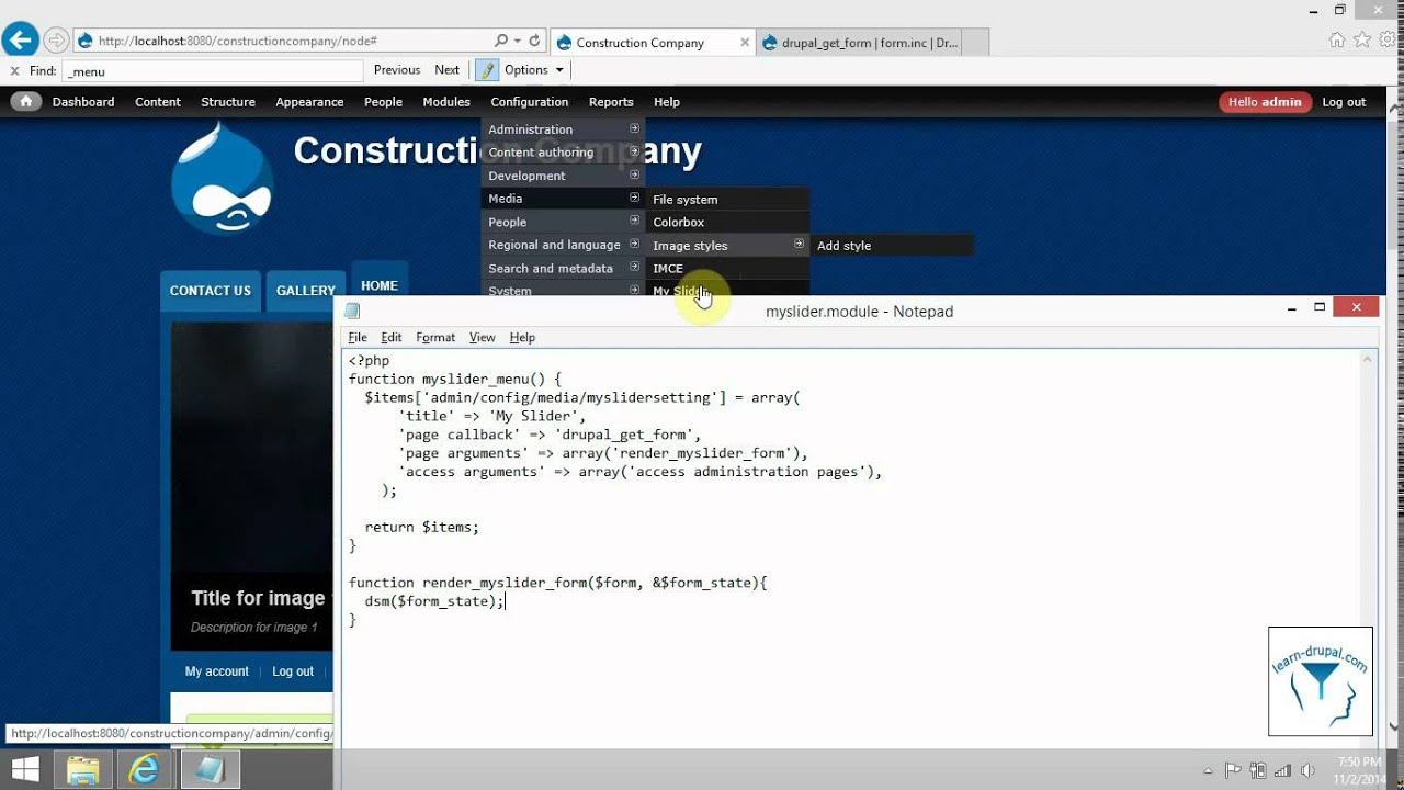 Learn Drupal - Create own Drupal module for slider