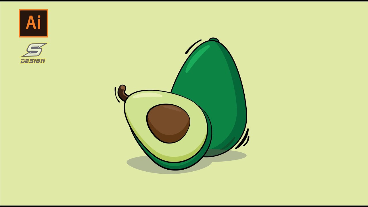Avocado | Adobe Illustrator CC Tutorial Flat Design of fruit