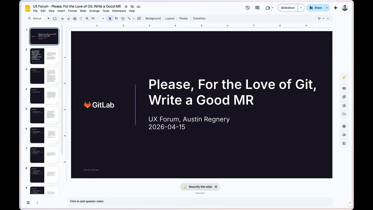 UX Forum - Please, for the Love of Git, Write a Good MR