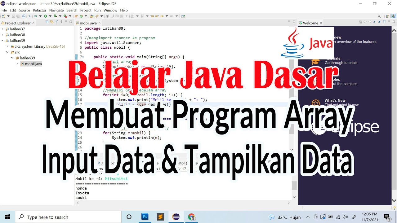 Program Array Input Data & Menampilkan Data Pada Pemrograman Java