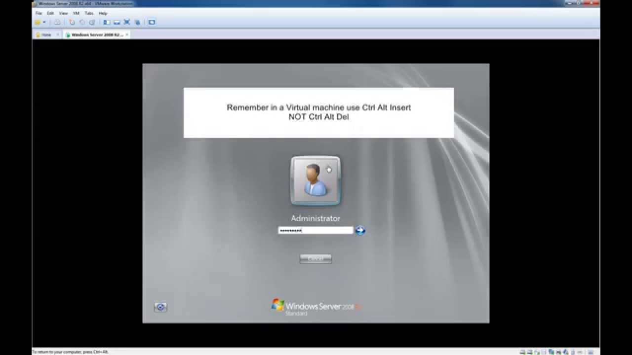 Install Server 2008 R2 in a VMware Workstation Virtual machine