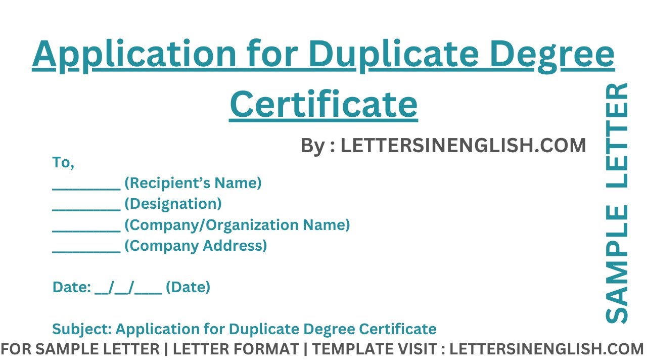 Application for Duplicate Degree Certificate - Sample Application for a Duplicate Degree Certificate