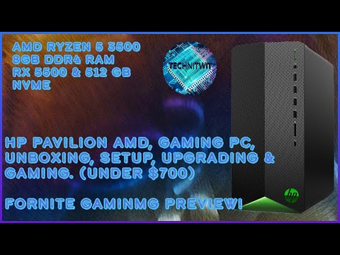 (UNDER $700) HP Pavilion Gaming Desktop TG01 AMD Ryzen 5 3500 RX 5500 8Gb Unboxing & Setup, FPS