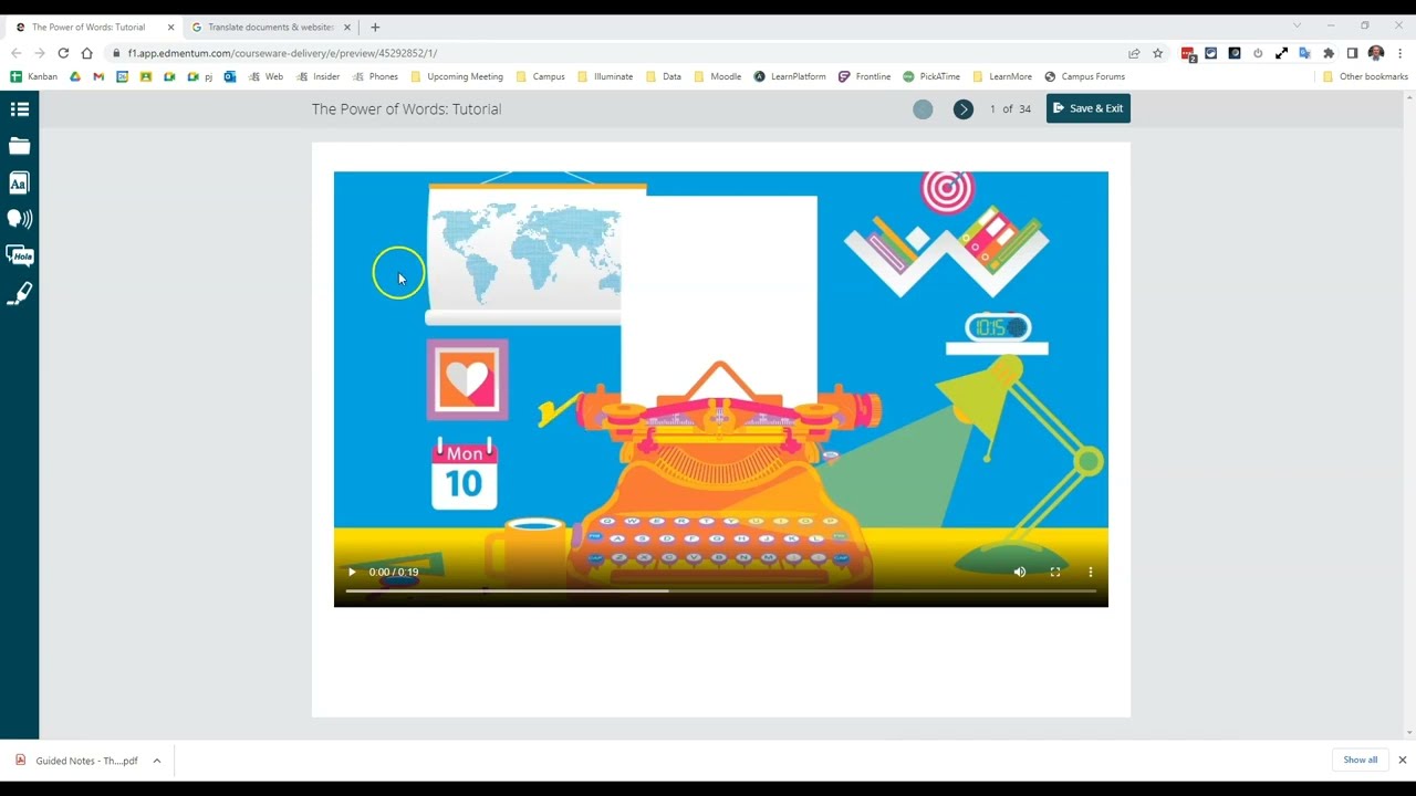 Translate Edmentum Guided Notes (PDF document) with Google Translate