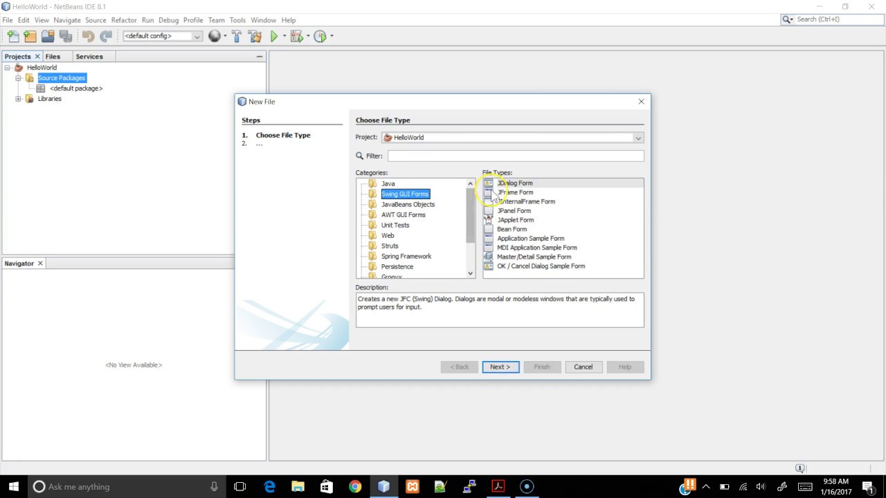 Creating a Simple Java Desktop Application using NetBeans GUI Builder