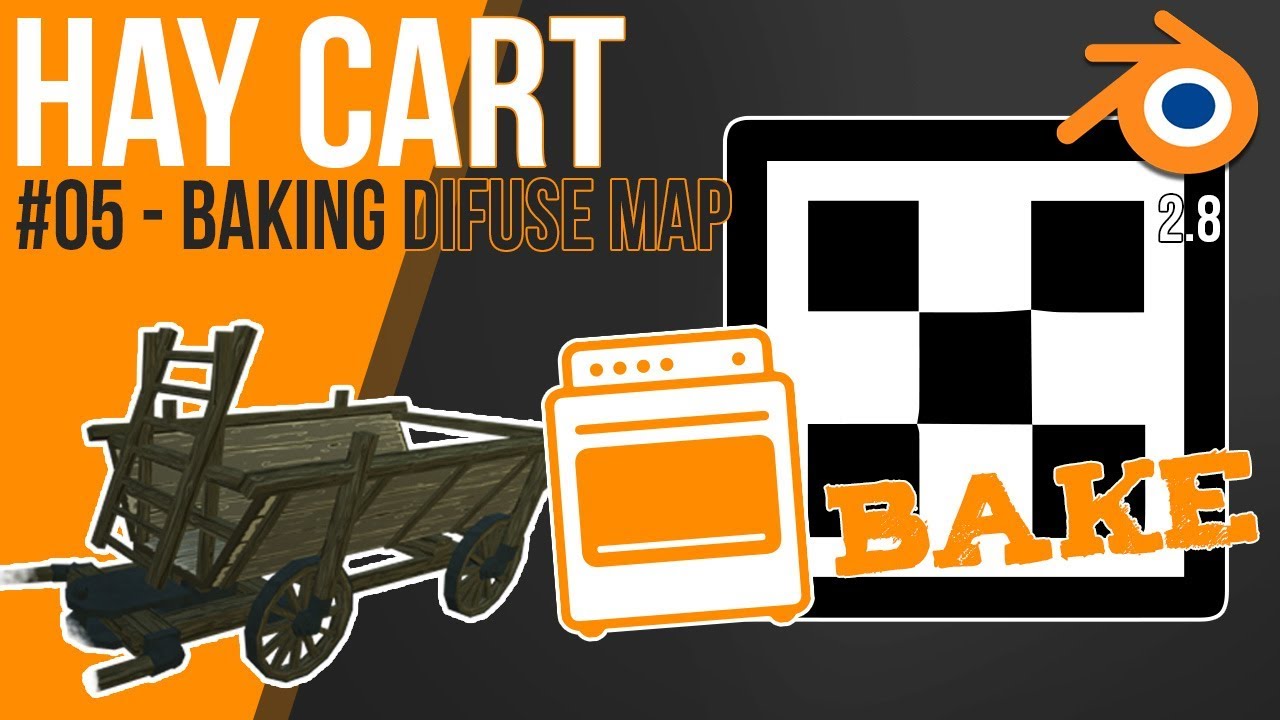 How to bake a diffuse map from multiple textures in Blender 2.8 - Tutorial  - stilyzed hay cart #05