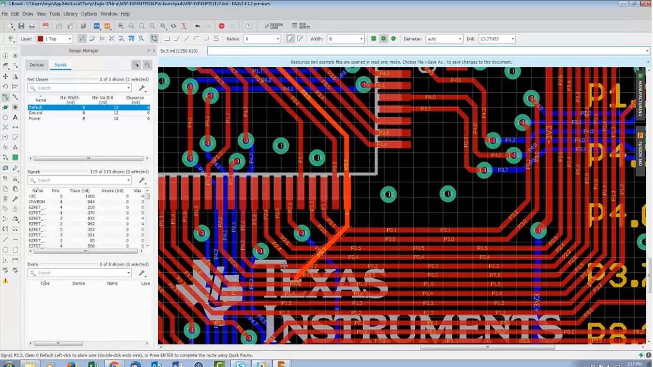 Manual and Interactive Routing in Autodesk EAGLE