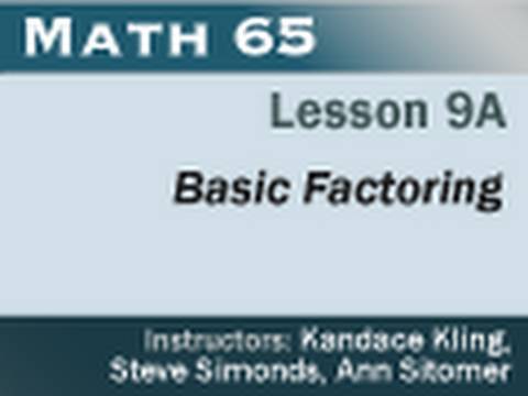 Math 65 - Lesson 9a