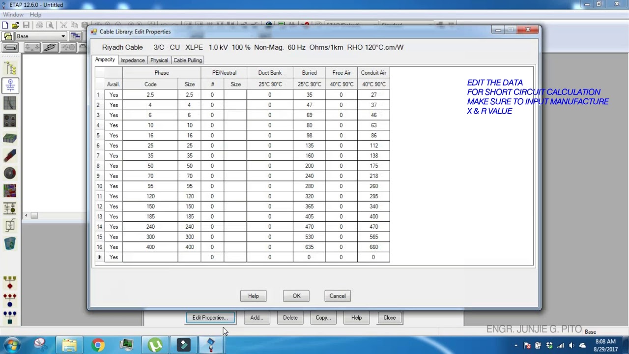 Etap Tutorial Adding New Cable Library