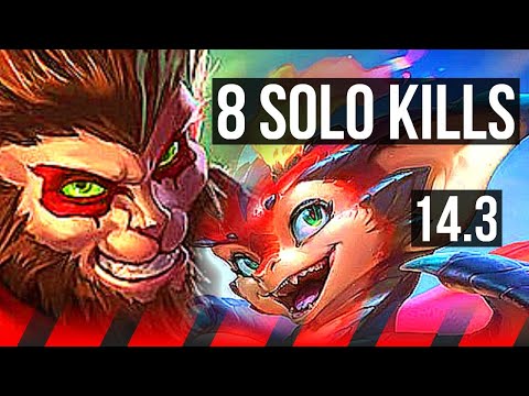 WUKONG vs SMOLDER (TOP) | 8 solo kills, Legendary, 13/3/6 | KR Diamond | 14.3