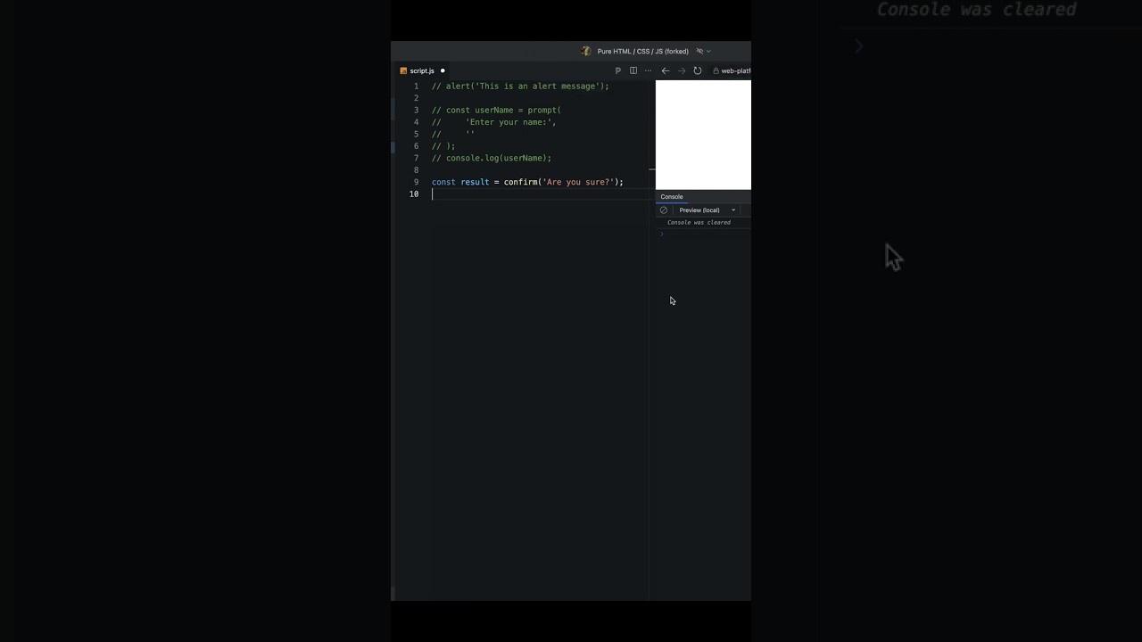 JavaScript Dialog Boxes: Alert, Prompt, Confirm