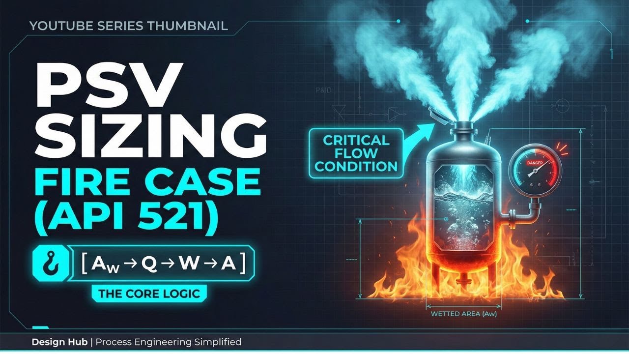 PSV Orifice Sizing (Fire Case) | API 521 + API 520 Step-by-Step